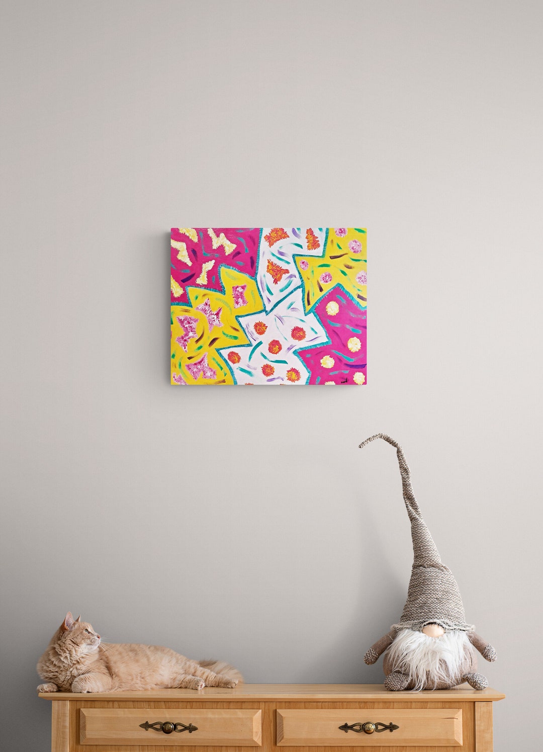 Abstract Line Art, Colorful, Original 16x20 Canvas Acrylic Painting ...