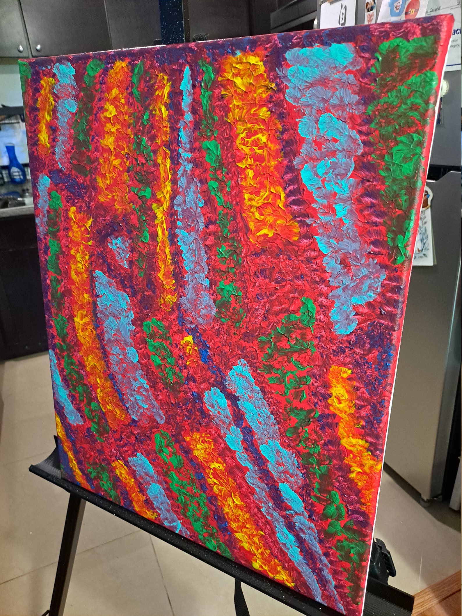 Muti Textured Abstract Colorful, Original 16x20 Canvas Painting Home ...