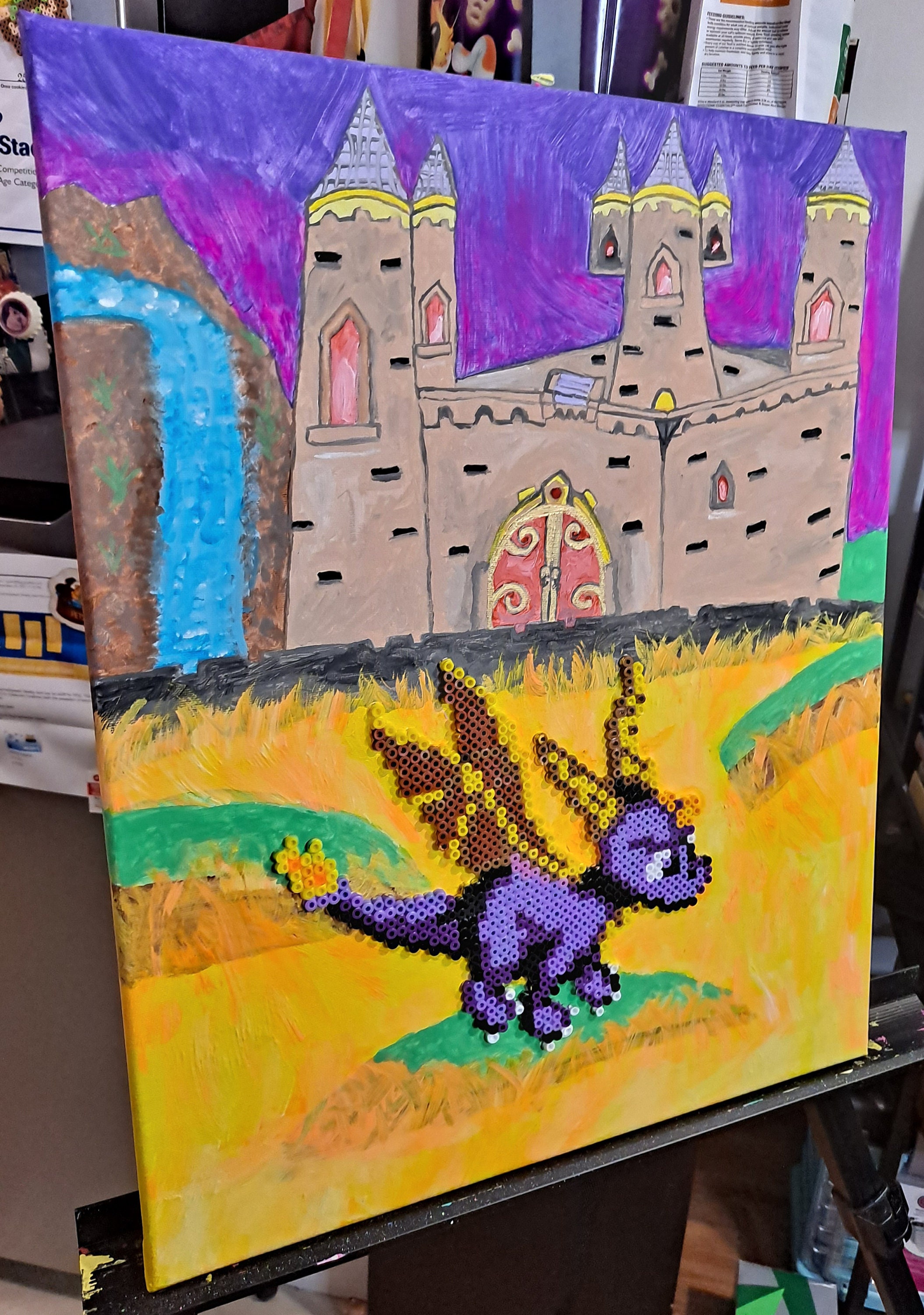 3d, Spyro the Dragon, Fanart 16x20 Acrylic Perler Bead Painting, Gamer ...