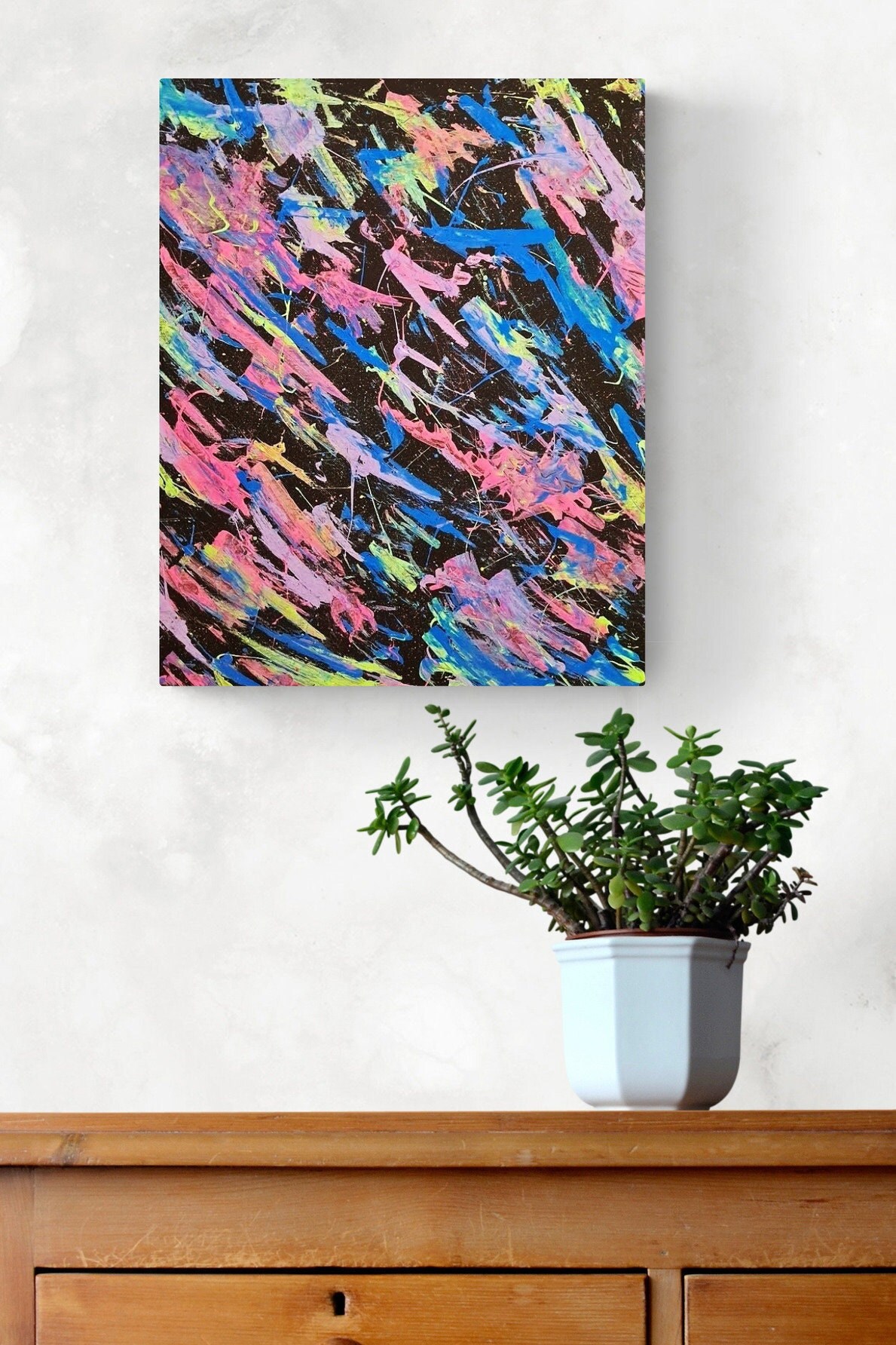 80's Feels Retro Abstract Vibrant Colorful. Original 16x20 Canvas ...