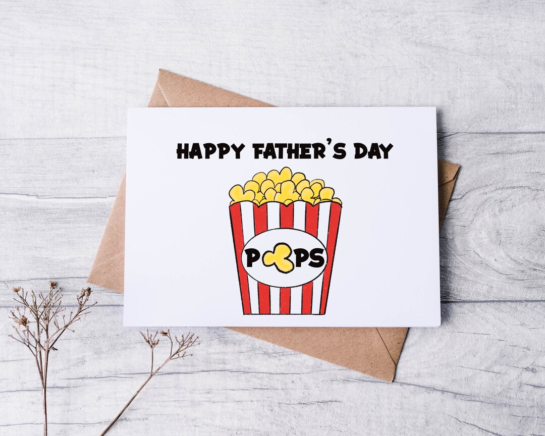 Fathers Day Card Pops Popcorn Father Dad Poppa Greeting Card A2 - Etsy