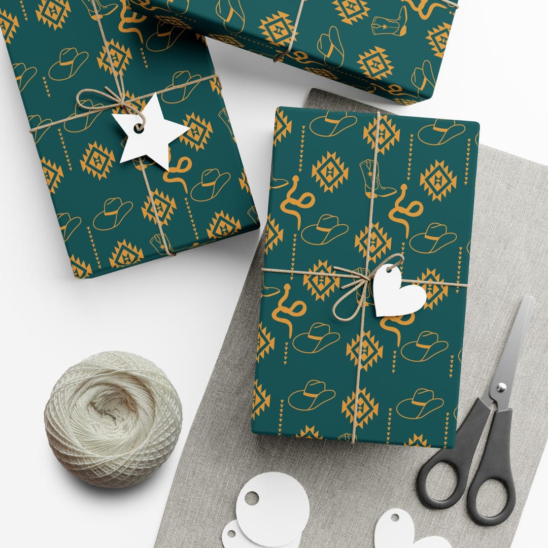 Blue Western Wrapping Paper - Cowboy Gift Wrap - Western Wedding ...