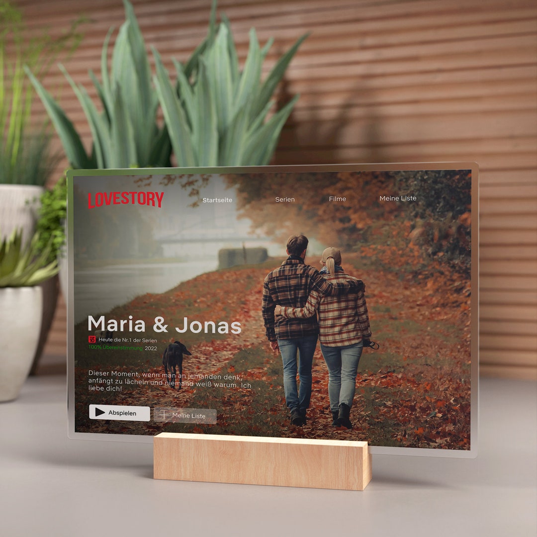 Personalized Netflix Movie Poster for Couples on Acrylic Glass Your ...