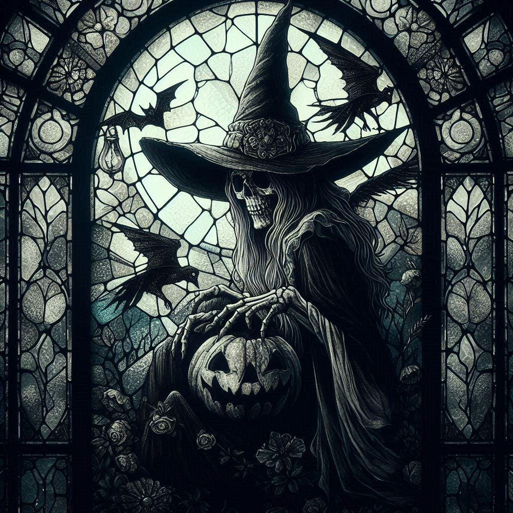 Halloween, Witch, Stained Glass, Skeleton, Pumpkin, Crow - Etsy