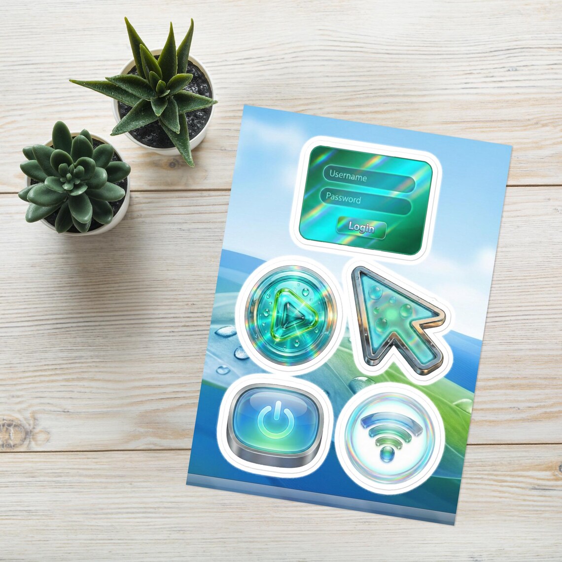 Frutiger Aero Sticker Pack #2 – 5 Skeumorphic Vinyl Stickers - Etsy