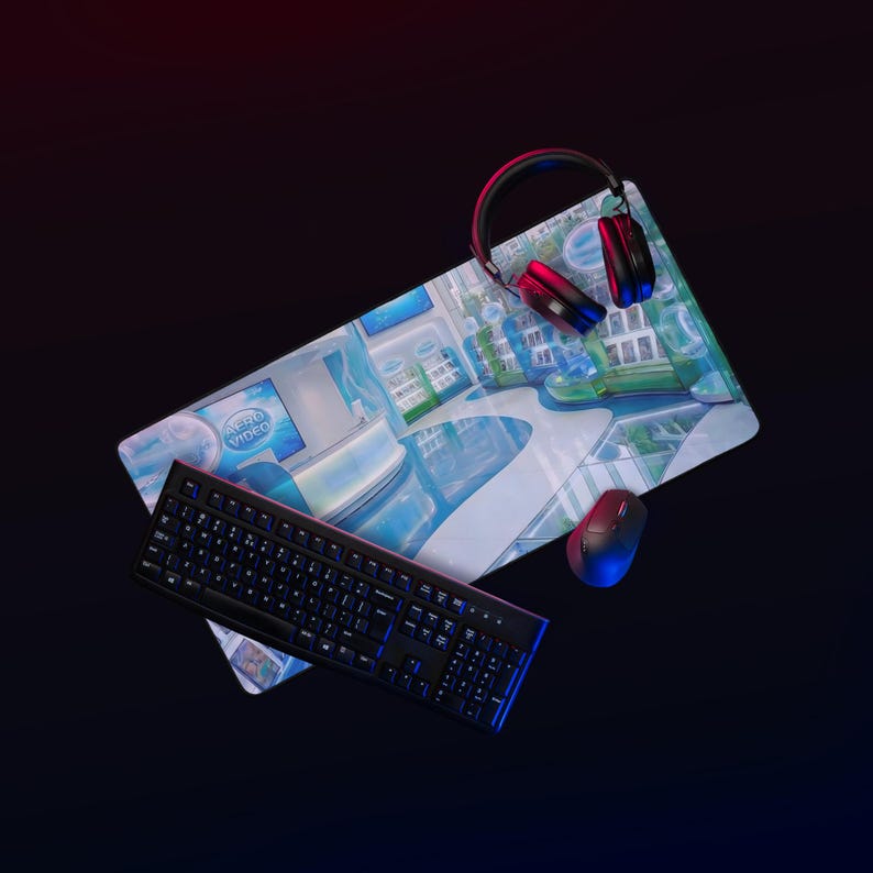 Frutiger Aero Video Store Desk Mat - XXL Gaming Mouse Pad - Y2K Office ...