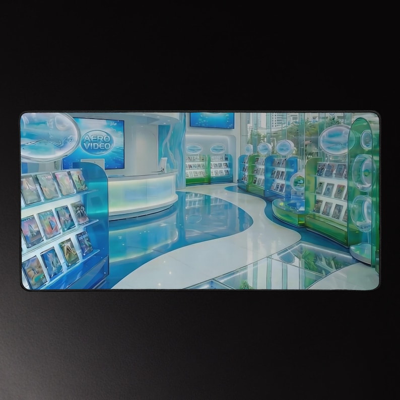 Frutiger Aero Video Store Desk Mat - XXL Gaming Mouse Pad - Y2K Office ...