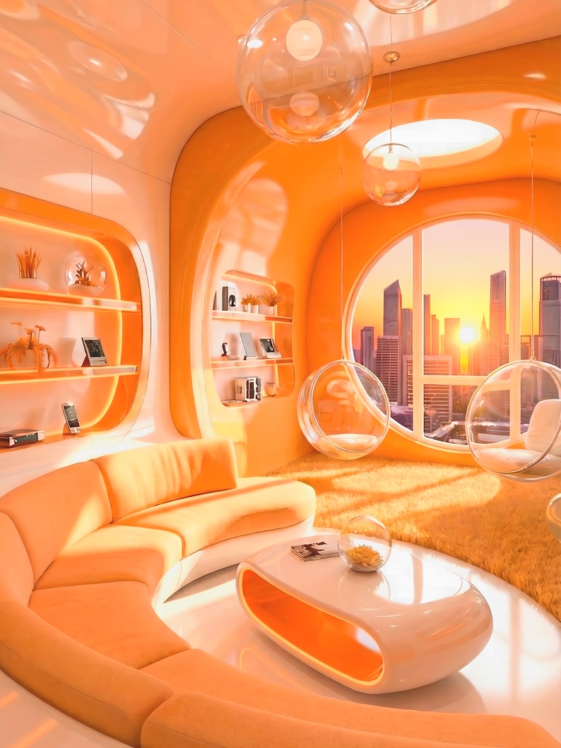 Frutiger Aero Living Room - Sunrise Orange Poster - Etsy