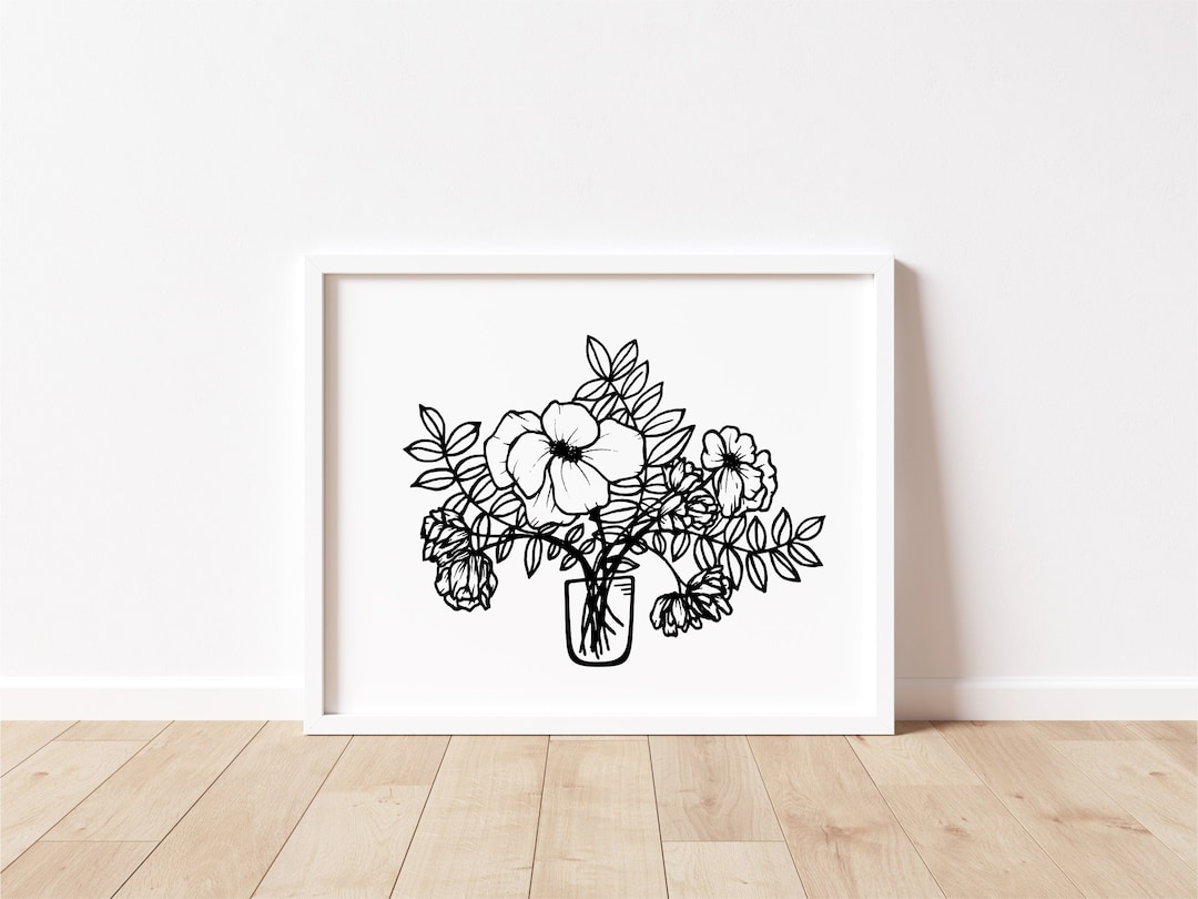 Floppy Flower Vase, Floral Artwork, Girl's Room, Nursery Artwork ...