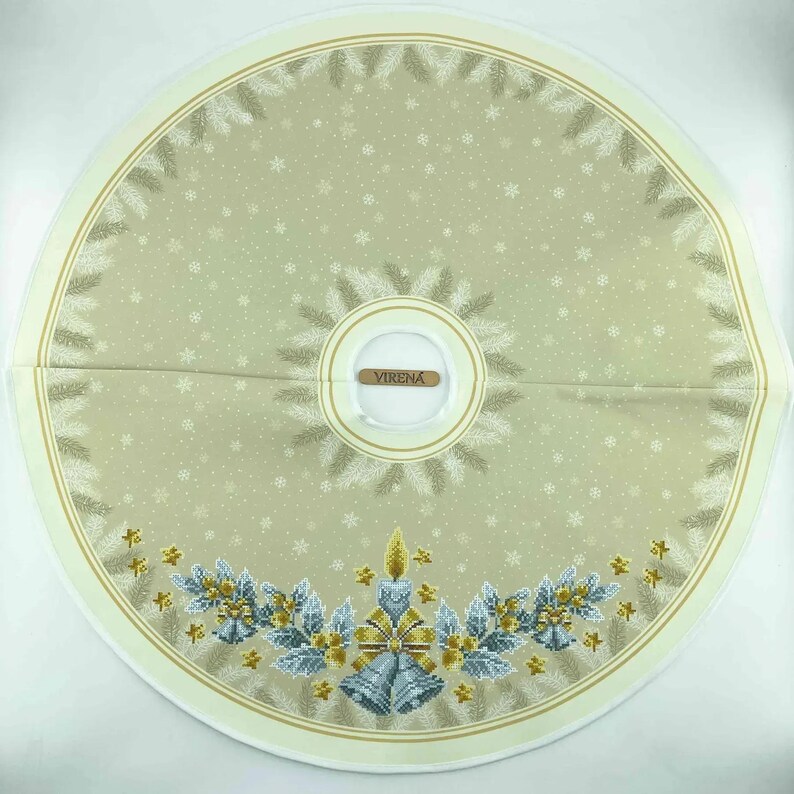 Silver Christmas Bells Beaded Tree Skirt Kit, Gabardine Embroidery ...