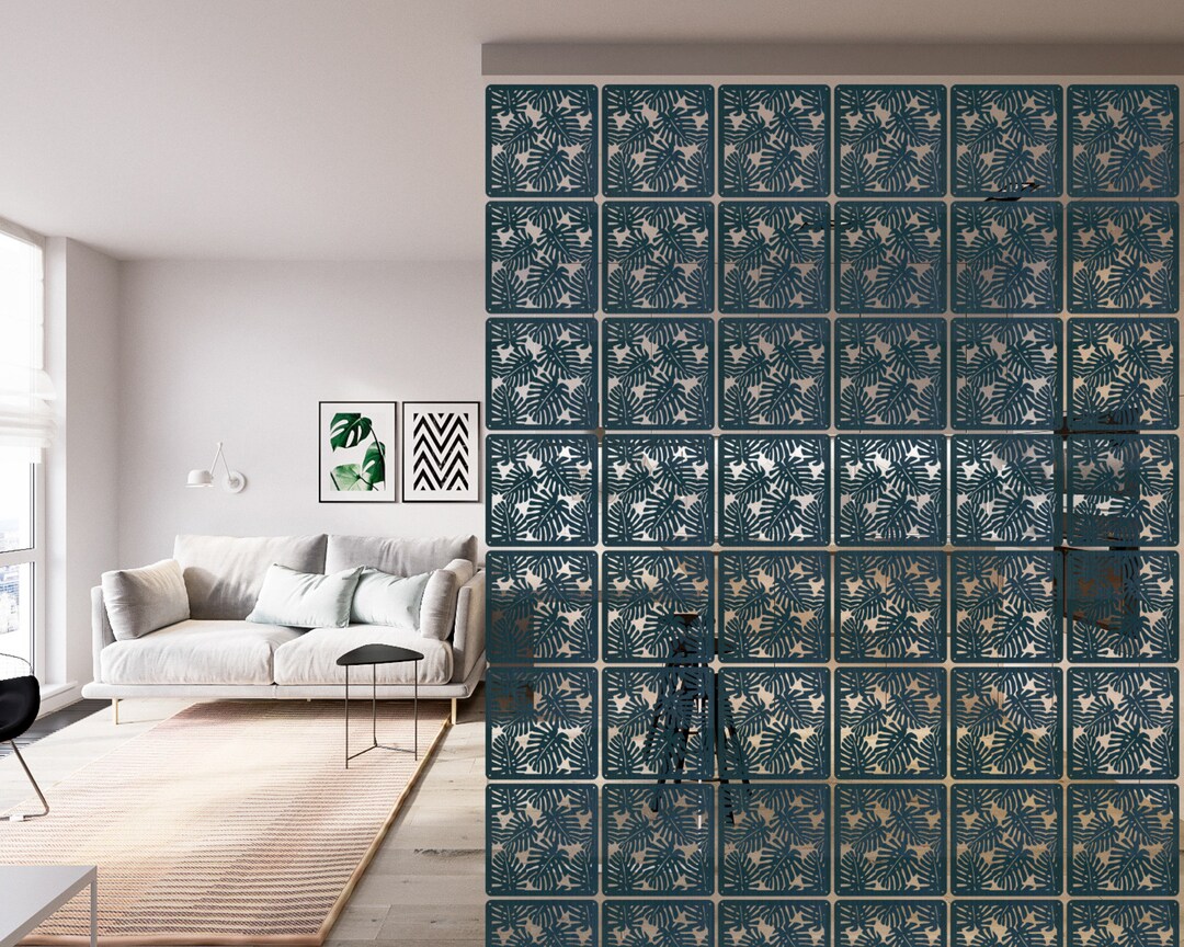 Room Divider, Wall Partition, Hanging Room Divider Monstera Leaves ...