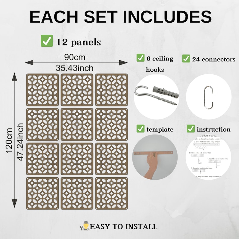 Wooden Room Divider, Living Room Screen, Suspended Wood Panel Dividers ...