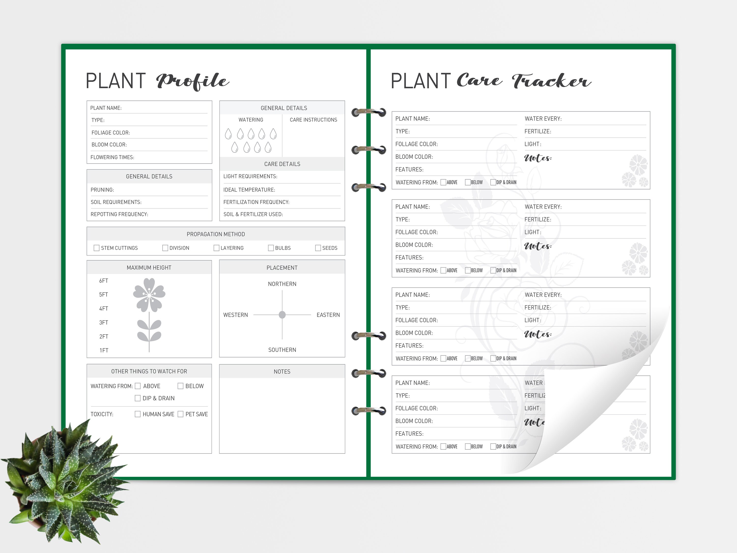 Printable Plant Care Journal for House Plants, Houseplant Care Guide ...