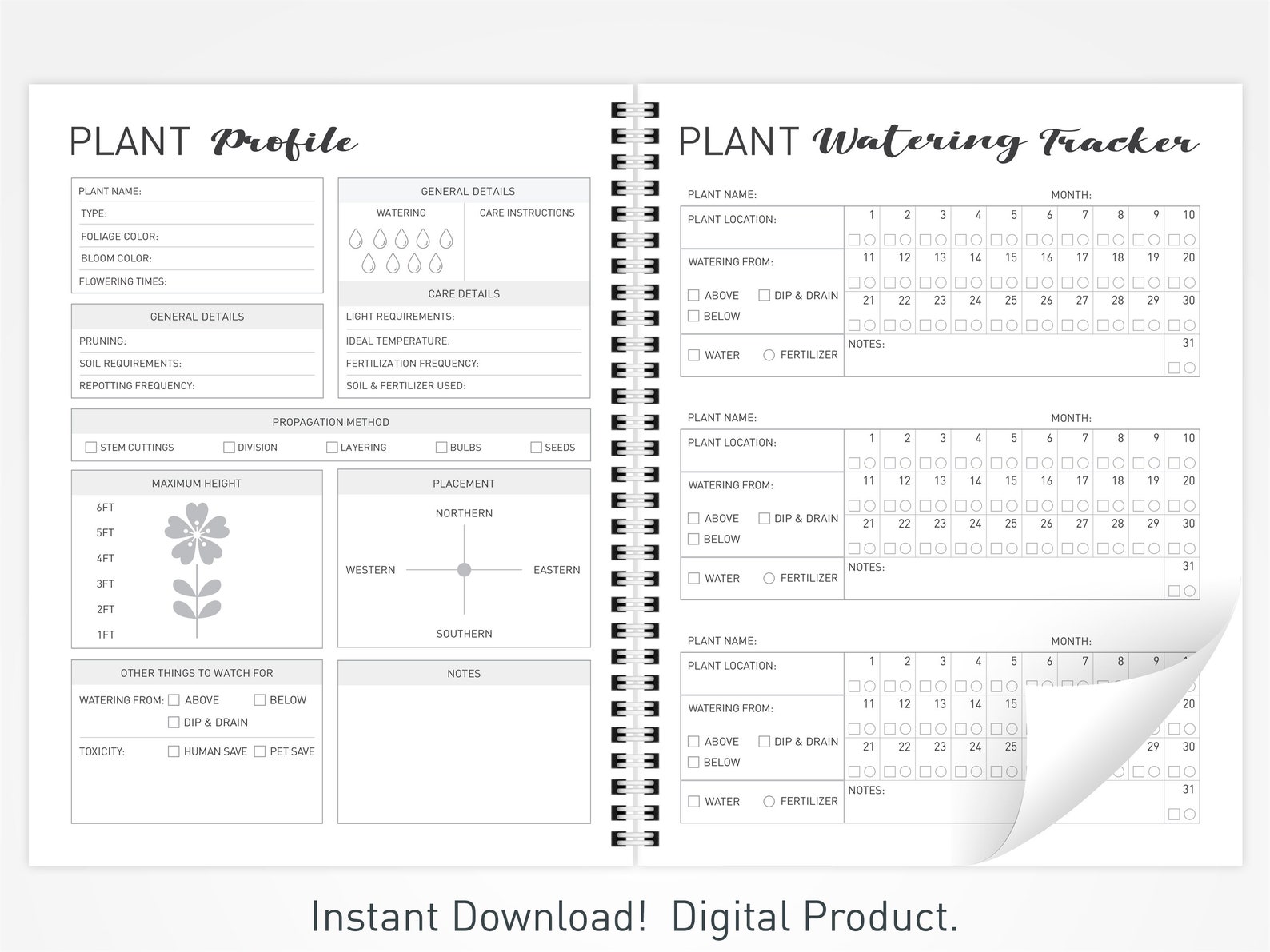 Printable Plant Care Journal for House Plants, Houseplant Care Guide ...