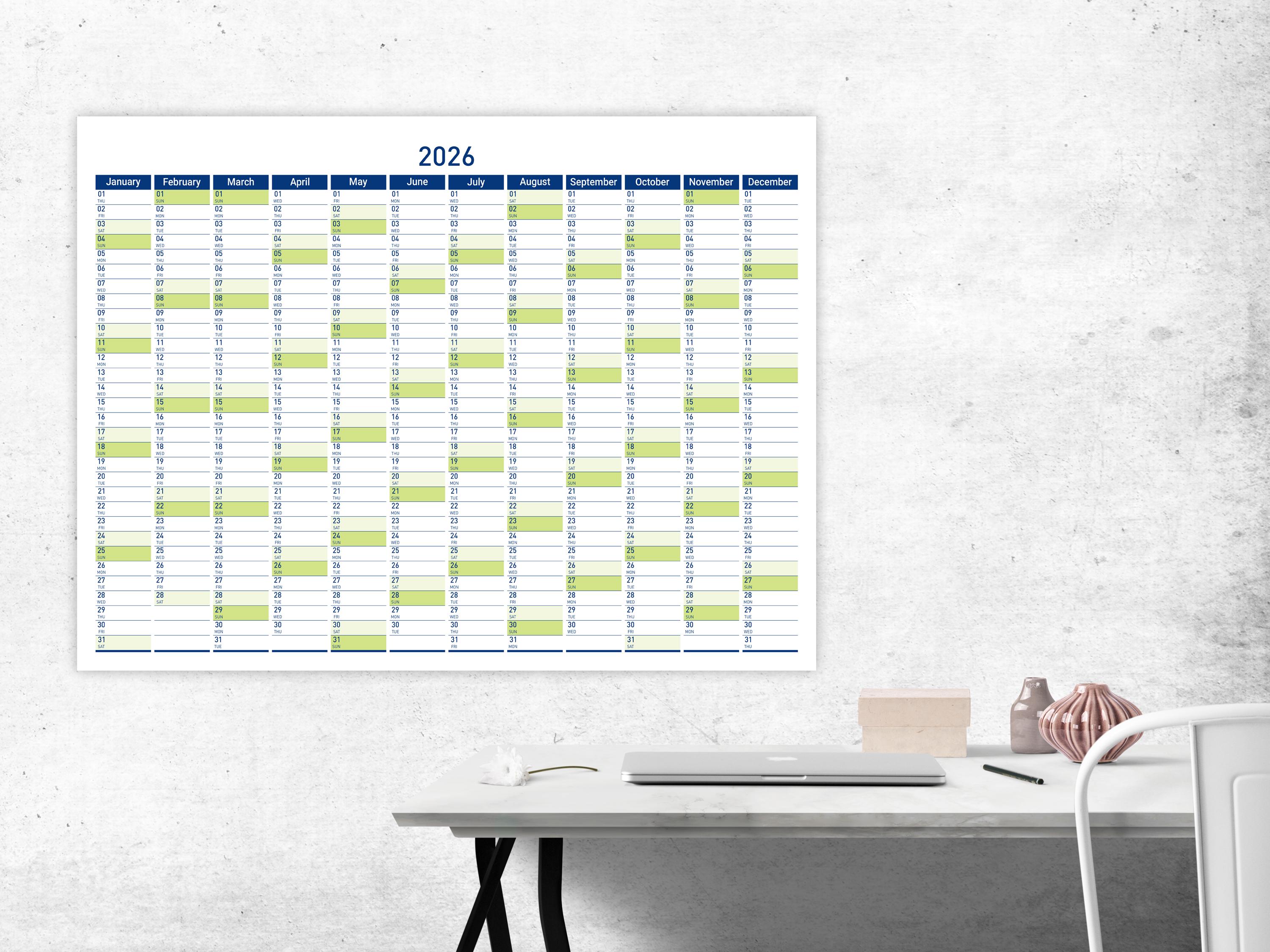 2026 Printable Wall Planner With Minimalist Design, Large Wall Calendar ...