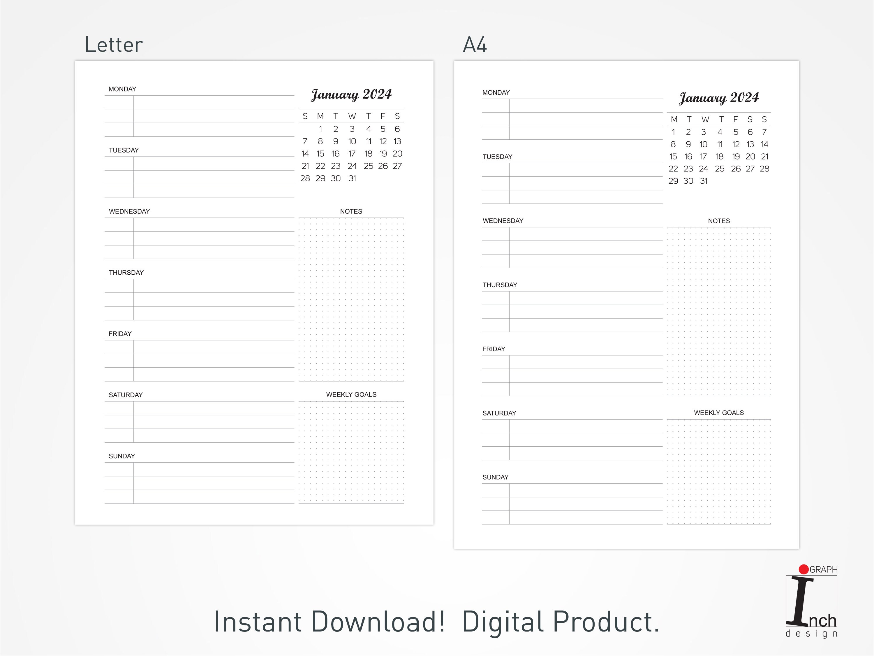 2024 Weekly Planner With Calendar, Printable Planner and Organizer ...