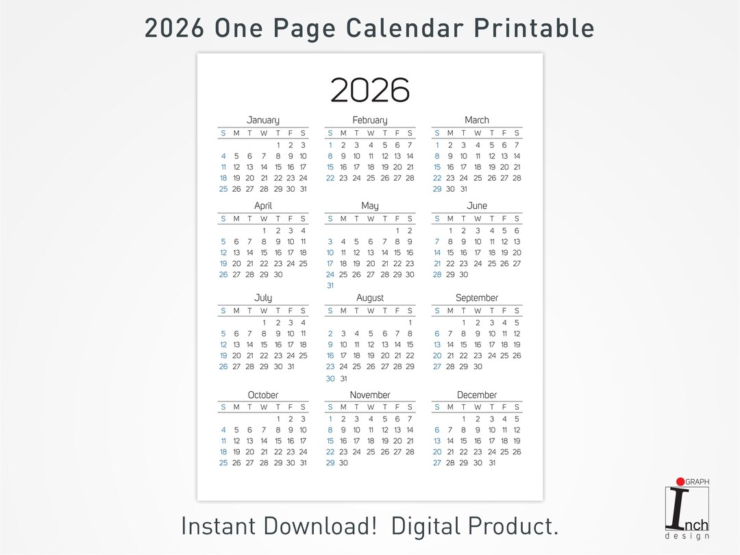 2026 Printable Calendar – Minimalist Wall & Desk Planner – Home Office ...