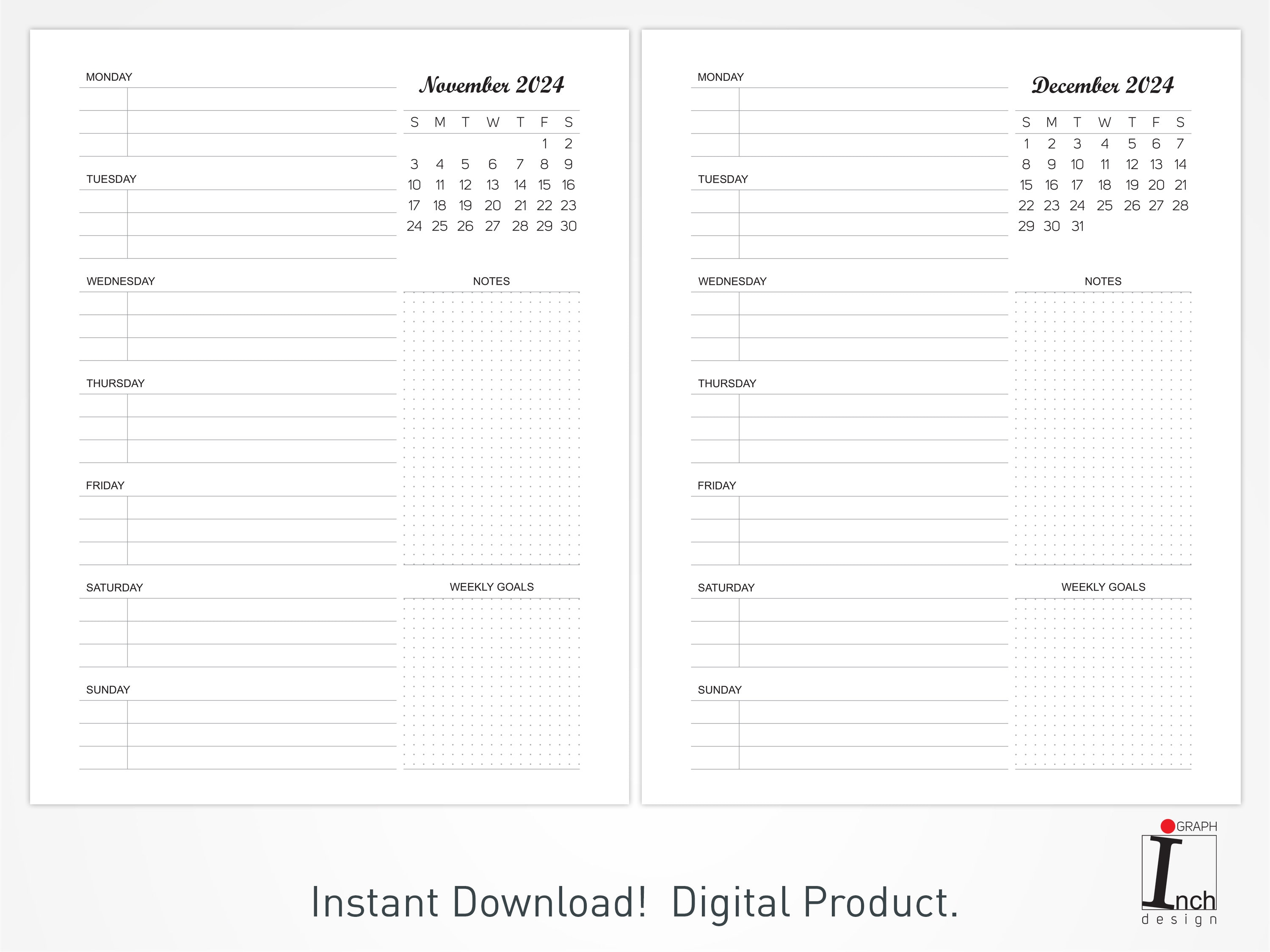 2024 Weekly Planner With Calendar, Printable Planner and Organizer ...