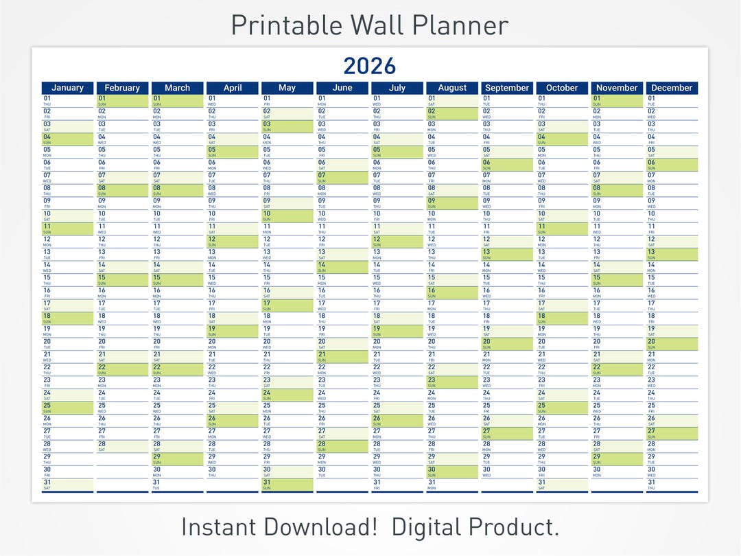 2026 Printable Wall Planner With Minimalist Design, Large Wall Calendar ...