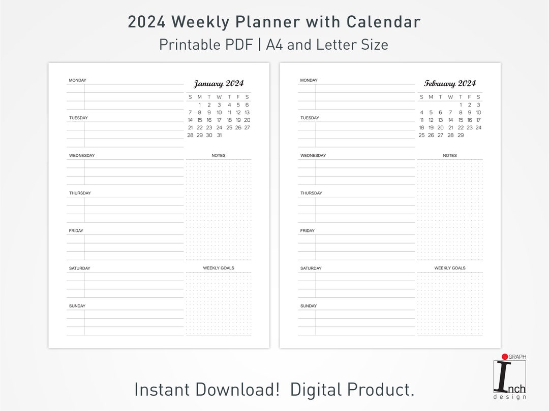 2024 Weekly Planner With Calendar, Printable Planner and Organizer ...