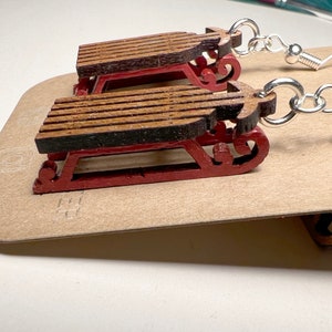 TINY Christmas Snow Sled Laser Cut Cherry Hardwood Painted - Etsy