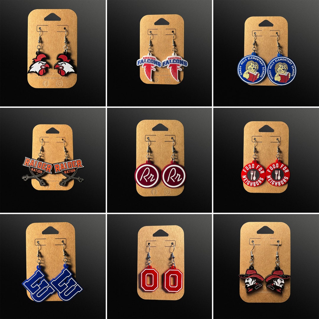Custom School Mascot/logo Laser Cut Painted Dangle Earrings | High ...