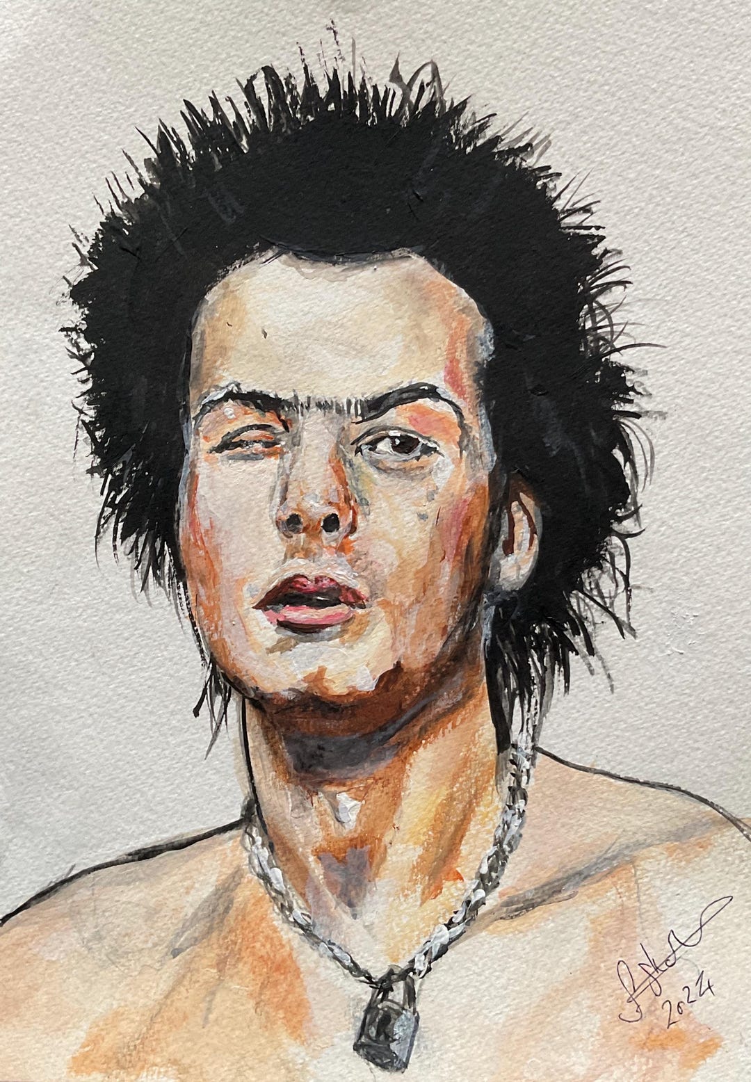 Sid Vicious of the Sex Pistols, Print of Original Acrylic Pop Art Portrait on Paper. - Etsy