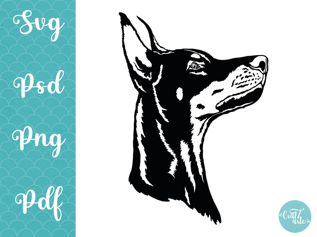 Dobermann SVG PNG – Vector Doberman Face for Cricut, Sublimation, and ...