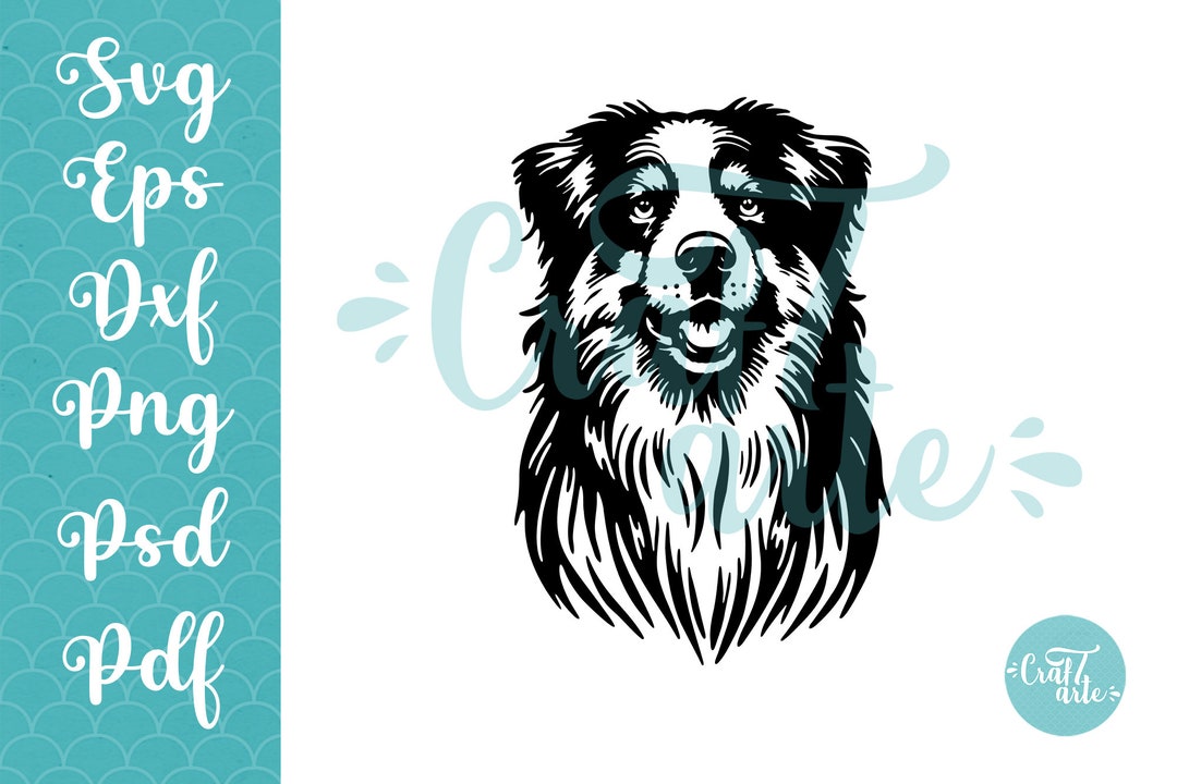 Australian Shepherd SVG PNG Clipart Aussie Dog, Australian Face, - Etsy