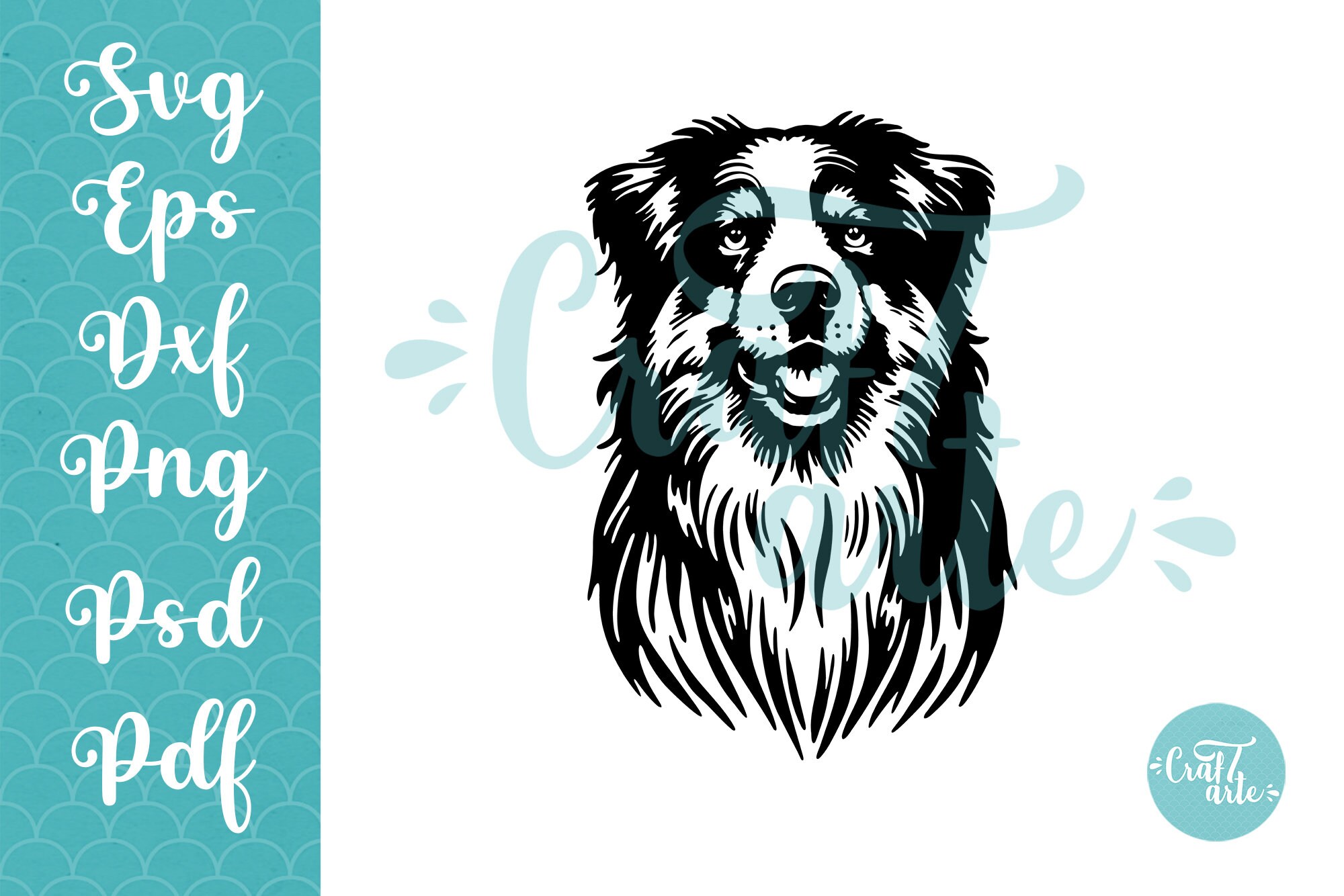 Australian Shepherd SVG PNG Clipart Aussie Dog, Australian Face, - Etsy