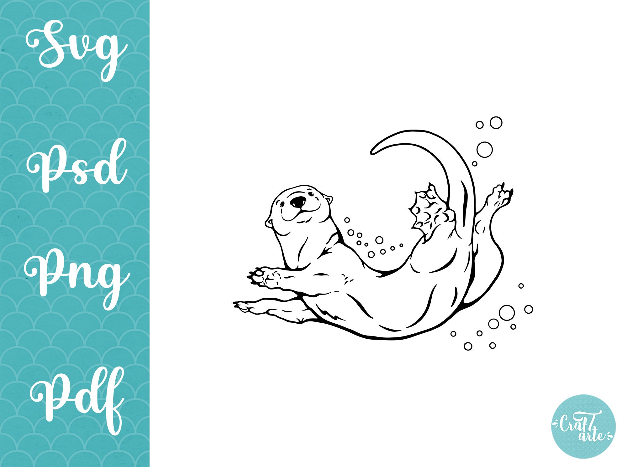 Floating Sea Otter Clipart Instant Digital Download SVG Eps - Etsy