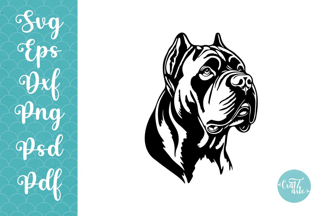 Cane Corso Svg, Dog Svg File for Cricut, Dog Looking at US Flag Bandana ...