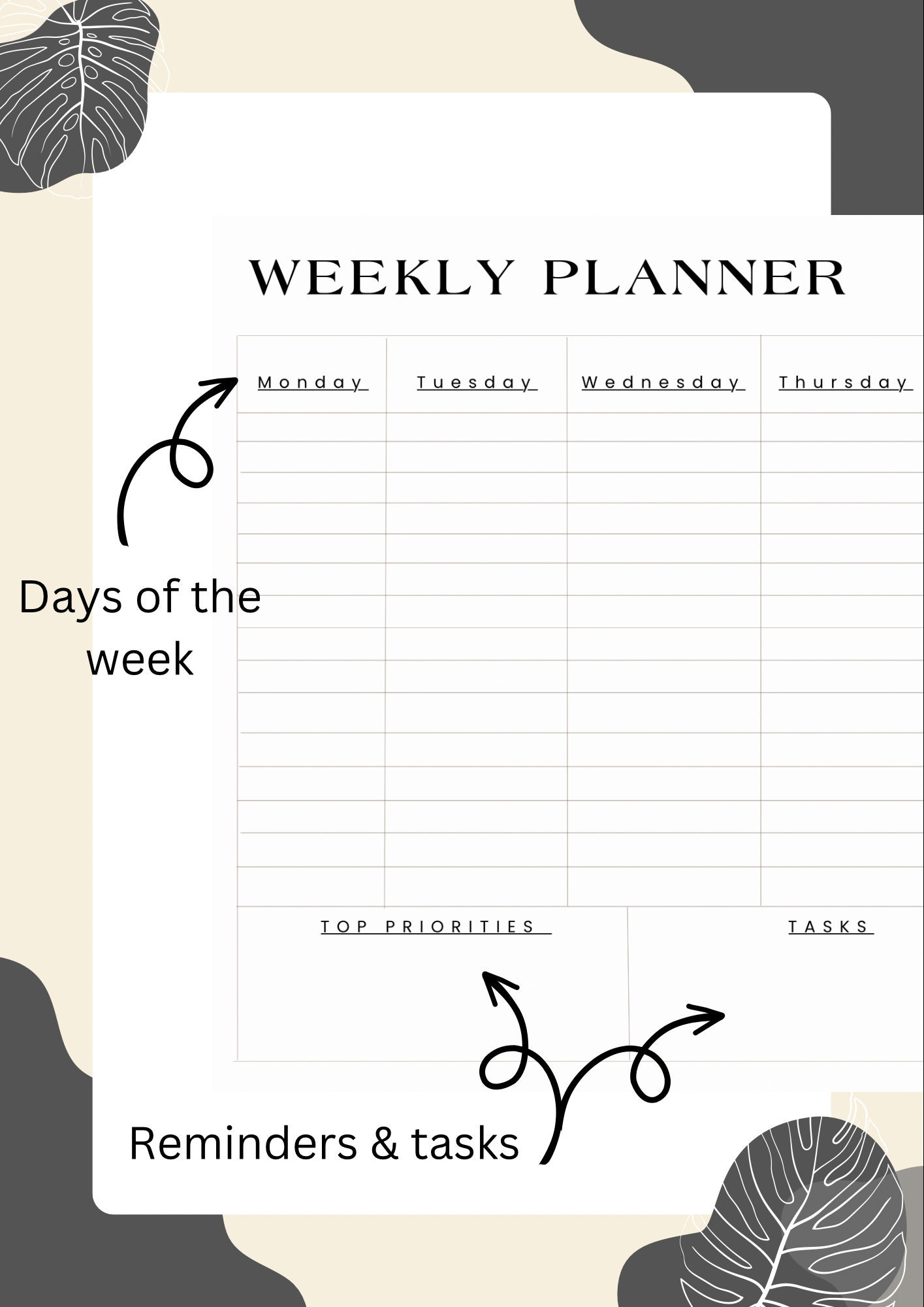 Weekly Planner Printable Digital Pdf File - Etsy