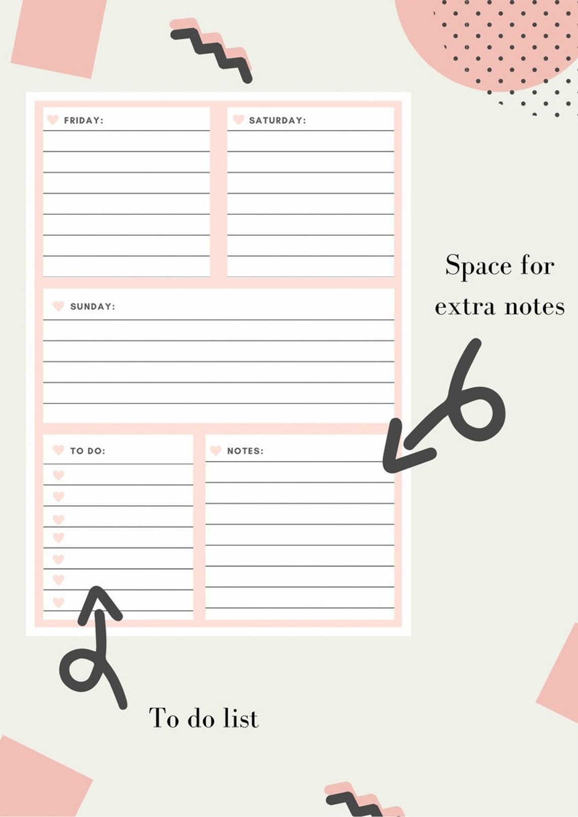 Weekly Planner Printable Digital Pdf File - Etsy
