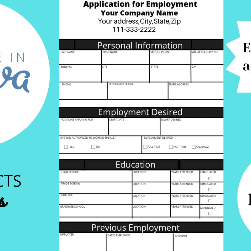 Job Application Canva - Etsy