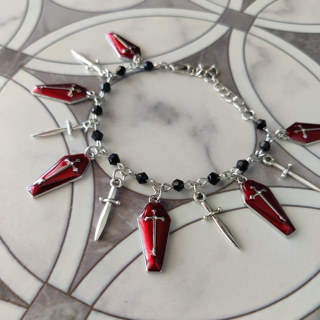 Gothic Vampire Bracelet Goth Jewelry Charm Bracelet Coffin Bracelet - Etsy