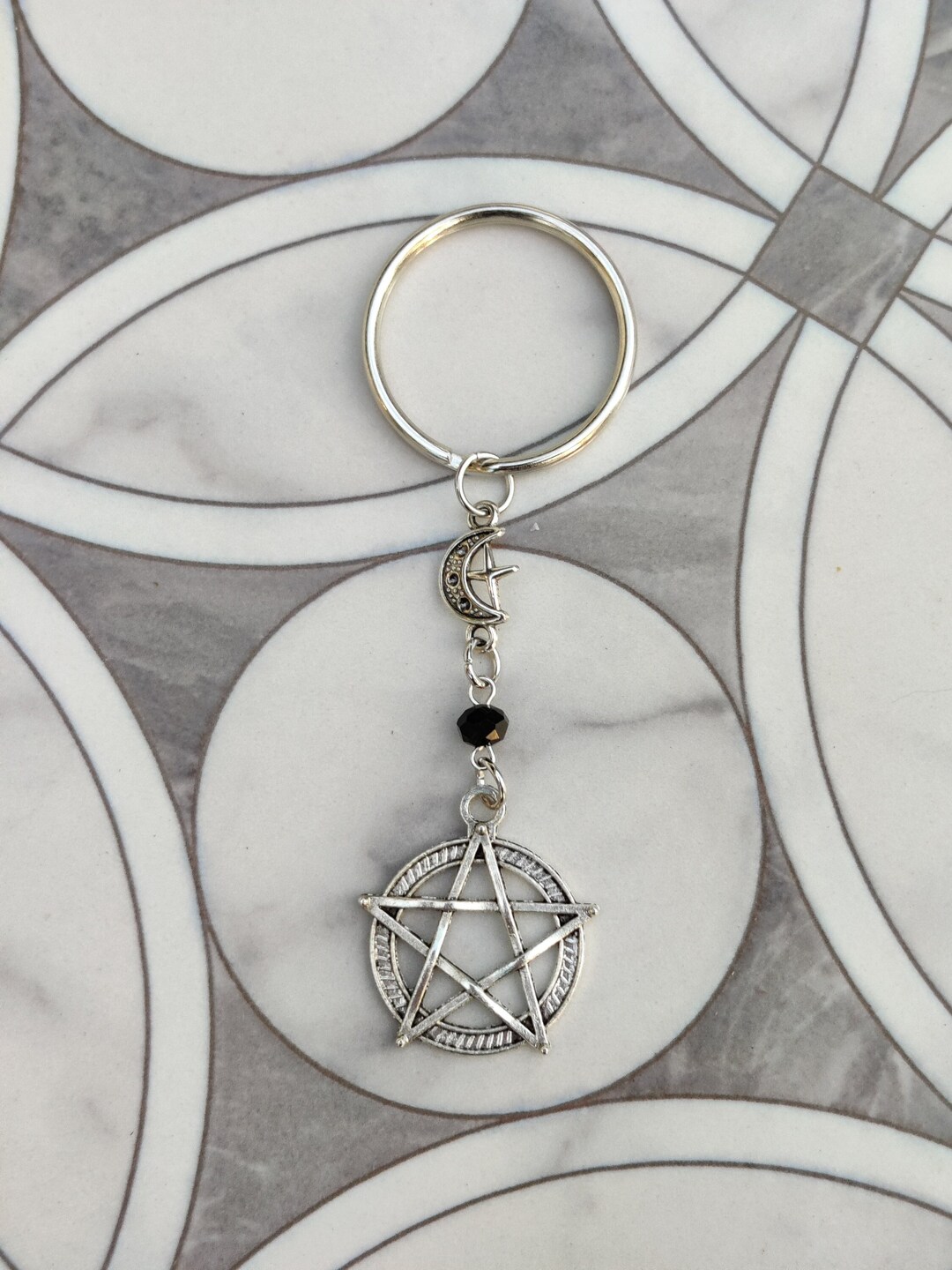 Witch Keychain Goth Keychain Pentagram Charm Keychain - Etsy