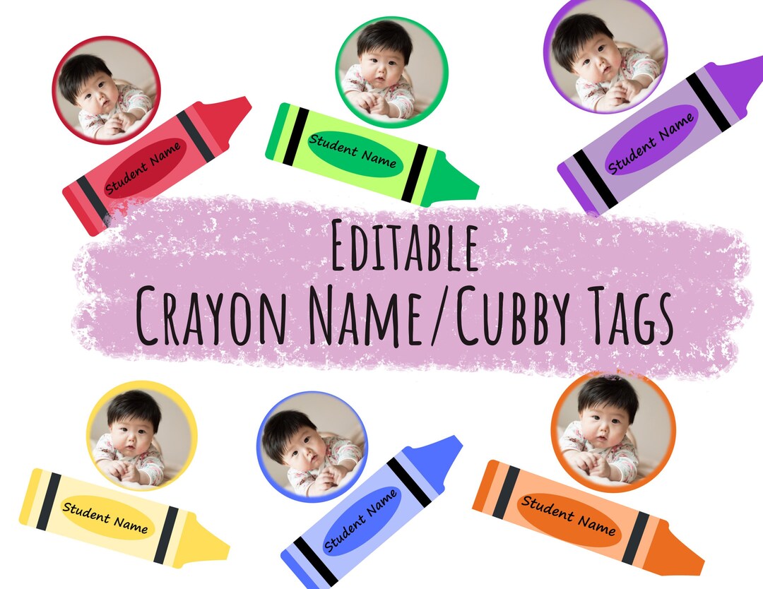 Crayon Name/cubby Tags for Preschools and Daycares (EDITABLE) - Etsy