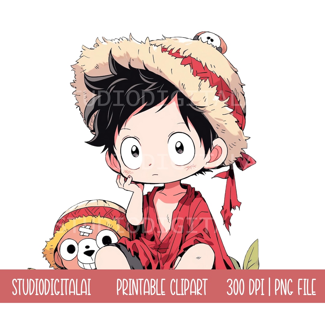 Chibi Character Straw Hat Vintage Clipart PNG File INSTANT DOWNLOAD ...
