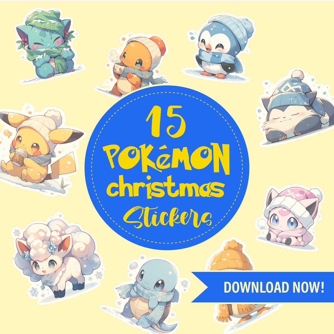 PKM Christmas Characters Digital Stickers Printable PNG INSTANT ...