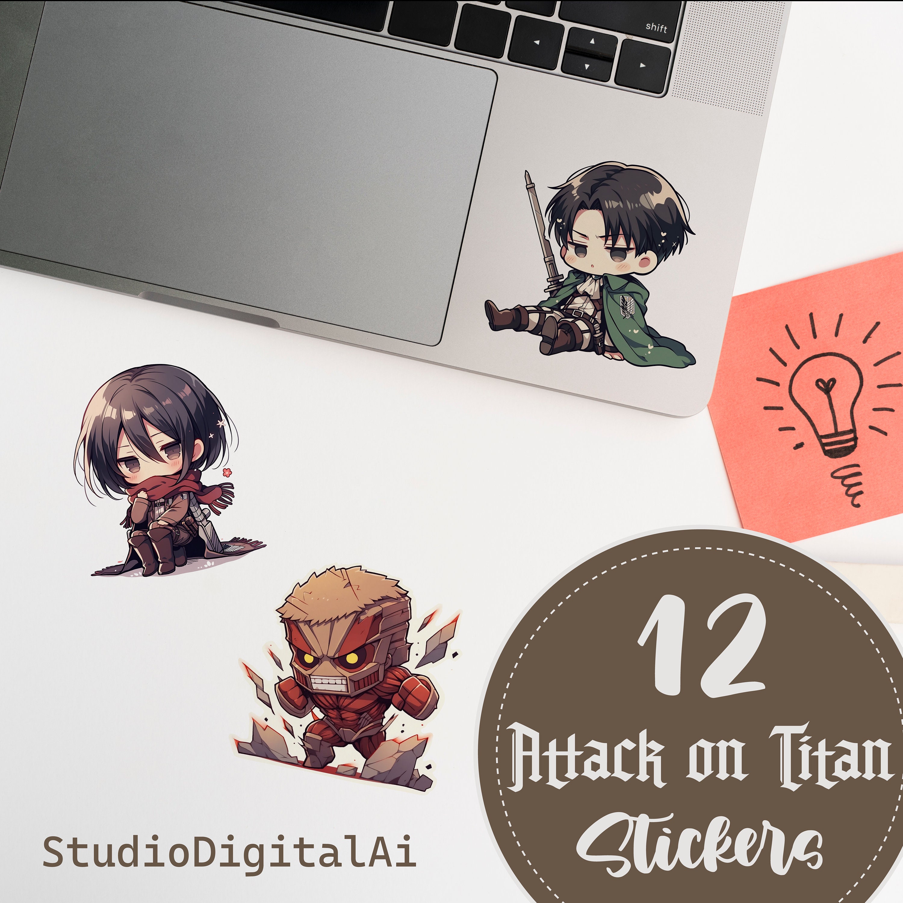 Digital Stickers ATTACK on Titan Cute Kawaii Printables PNG INSTANT ...