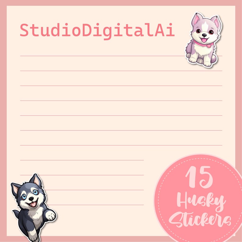 Cute Animal Husky Dog Digital Stickers | Animals Stickers | Pre-cropped ...
