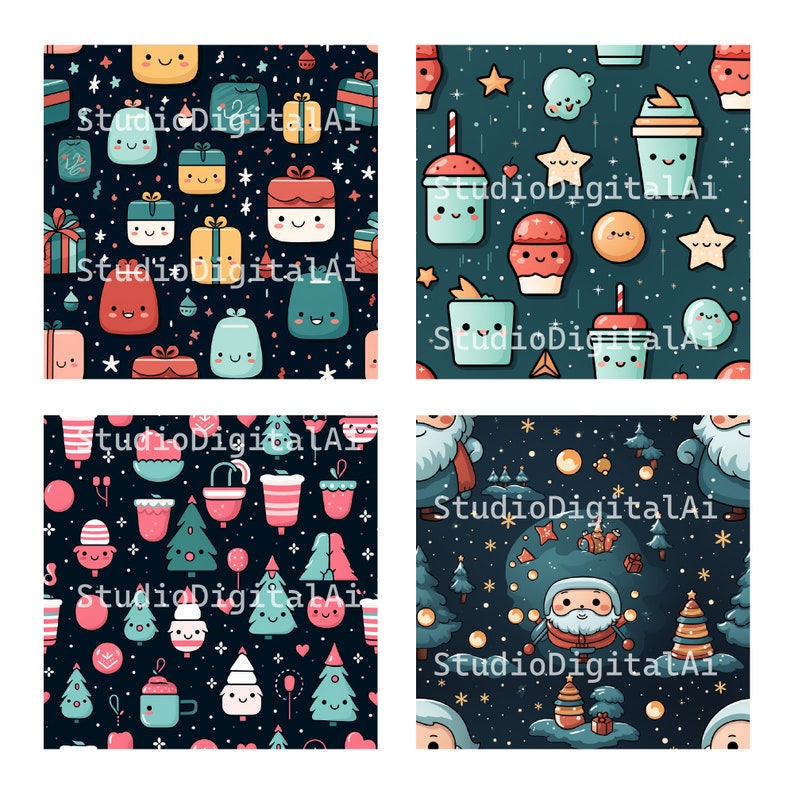 Christmas Paper Digital Patterns Christmas Printables - Etsy