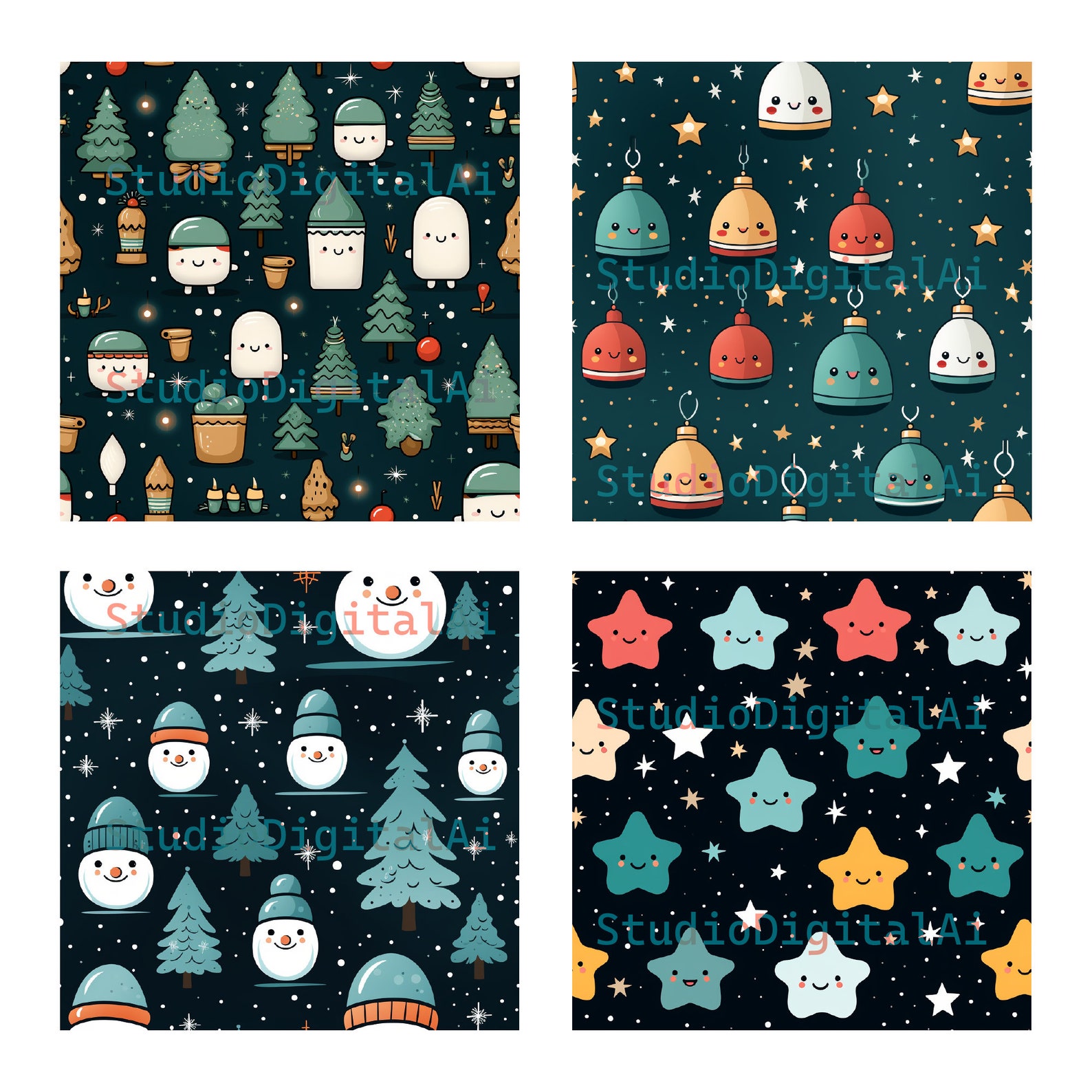 Christmas Paper Digital Patterns Christmas Printables - Etsy