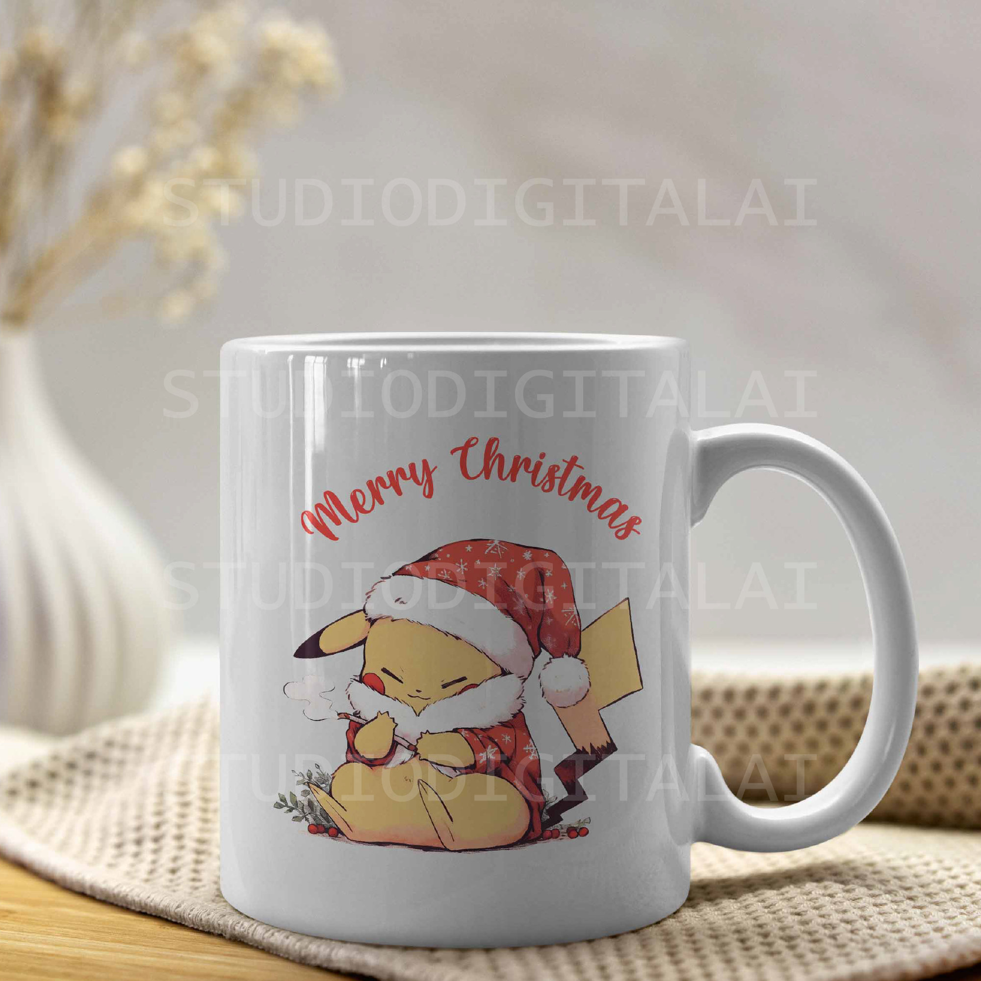 Pika Christmas Poke Vintage Clipart PNG File INSTANT DOWNLOAD Commercial Use Printable ...