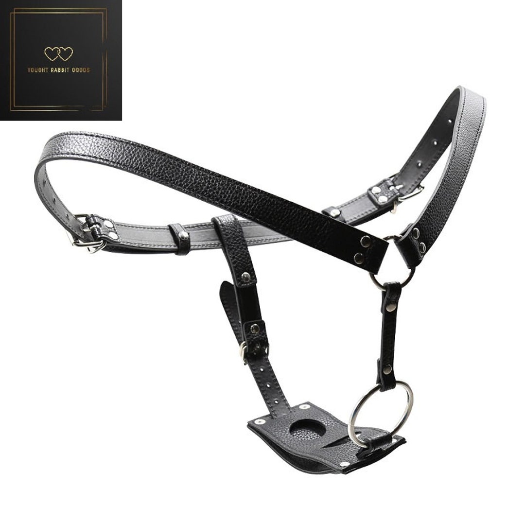 Slave Leather Mens Chastity Belt Restraints Fetish Chastity Device for ...