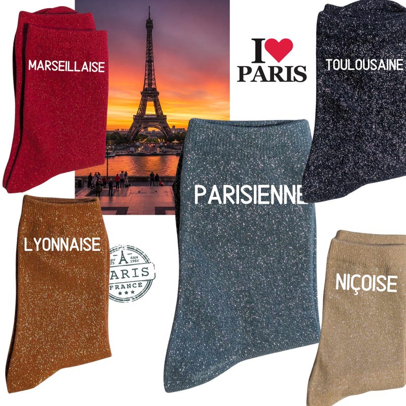 Chaussettes paillettes message - Etsy France