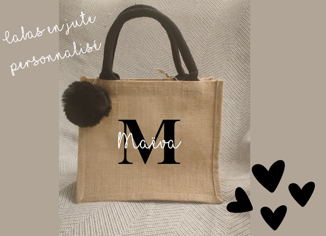 Personalized Jute Tote Bag Personalized Bag for Shopping, Beach and as ...