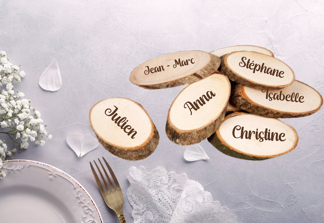 Marque-place en bois personnalisé - Rondelles de bois décoratives ...