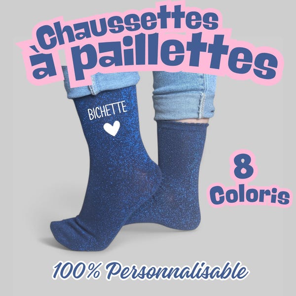 Chaussettes paillettes message - Etsy France